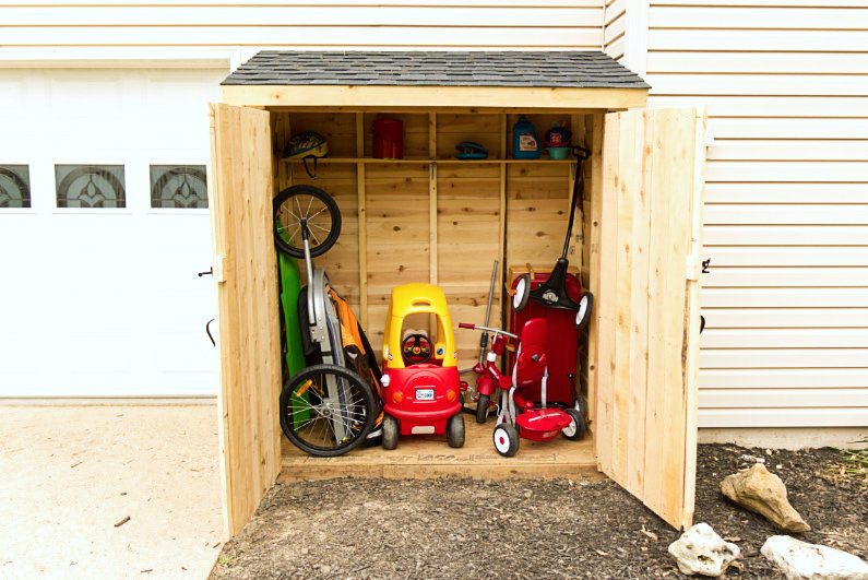 WE BUILT A MINI SHED FOR OUTDOOR TOYS - Grove House Reno